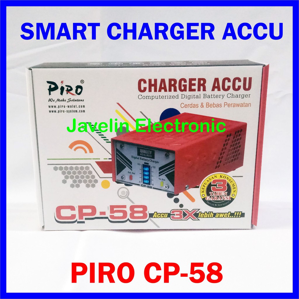 Jual Charger Accu PIRO CP 58 / CP58 Charger Aki Digital Full Otomatis | Shopee Indonesia