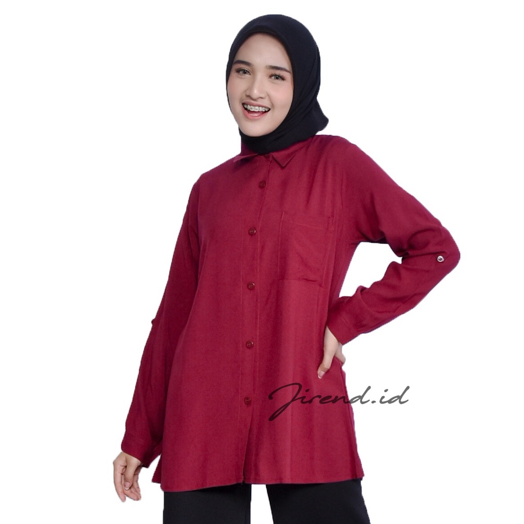 Jual Kemeja Polos Tangan Skoder/ Rayon/ Lengan Panjang | Shopee Indonesia