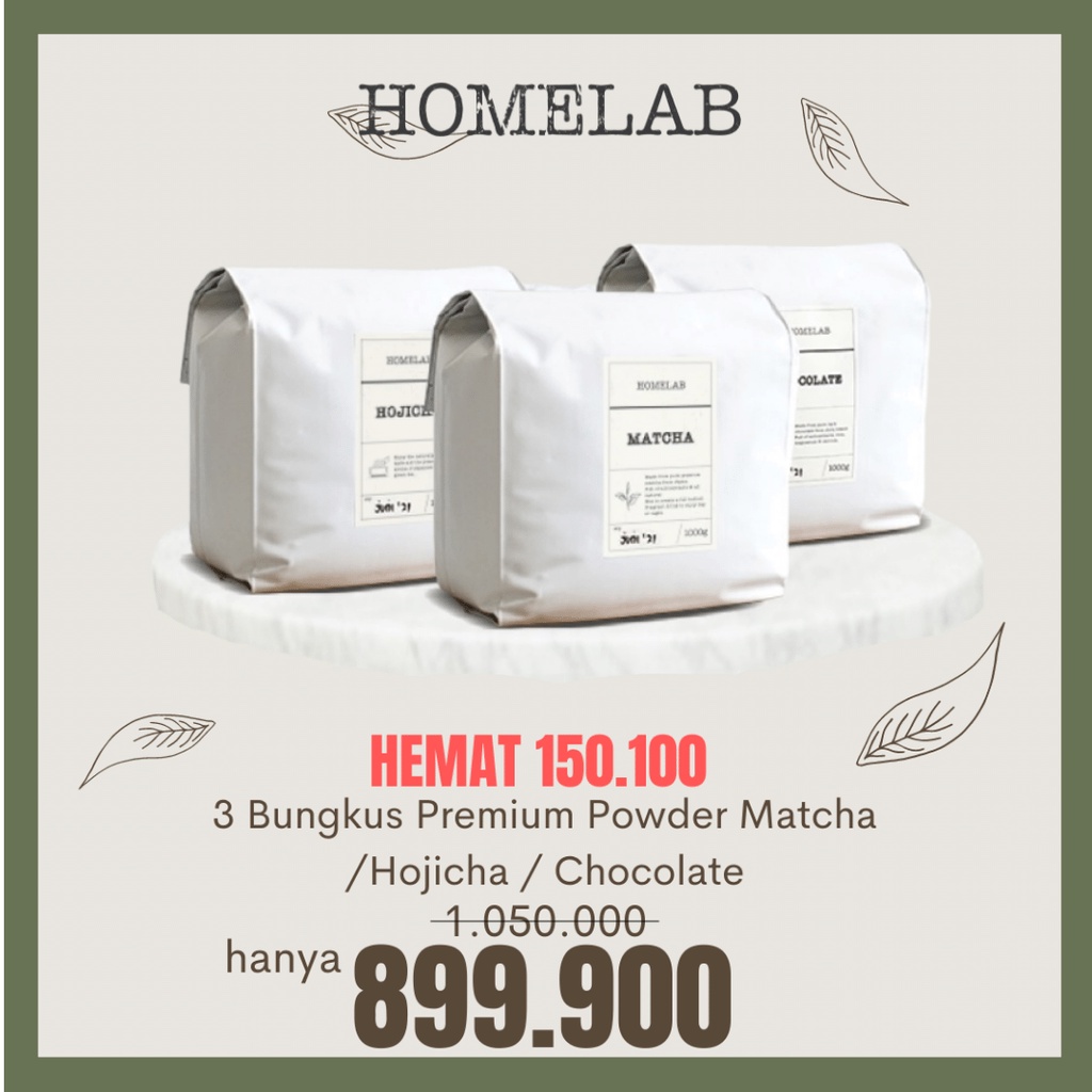 Jual Homelab Promo Paket 3 Bungkus Premium Powder Matcha / Hojicha ...