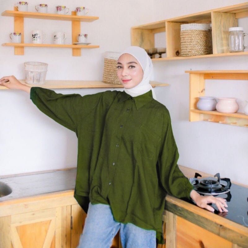 Jual KEMEJA BASIC RAYON / KEMEJA OVERSIZE / KEMEJA RAYON OVERSIZE ...