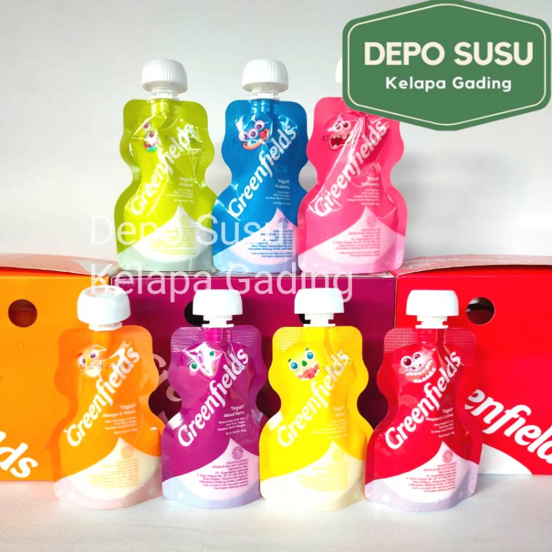 Jual Greenfields Yogurt Squeeze Pouch 80gr | Greenfield Yohurt 80 gram ...