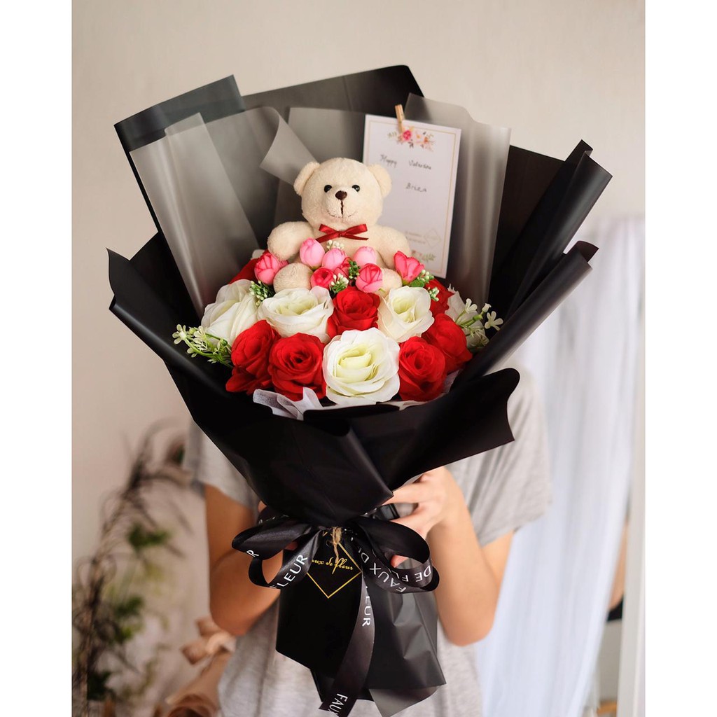 Jual buket bunga boneka buket wisuda bunga imitasi buket bunga tahan ...