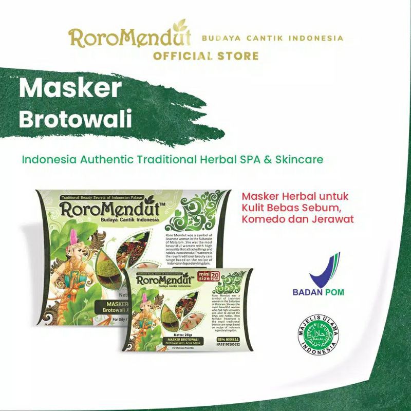 Jual ORIGINAL RORO MENDUT MASKER BROTOWALI KEMASAN 20GRAM | Shopee ...
