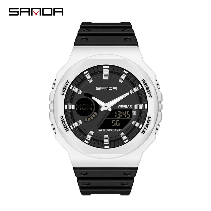 Jual SANDA 6016 Jam Tangan Pria Wanita Digital Sport EL Backlight Tali Rubber Anti Air | Shopee ...