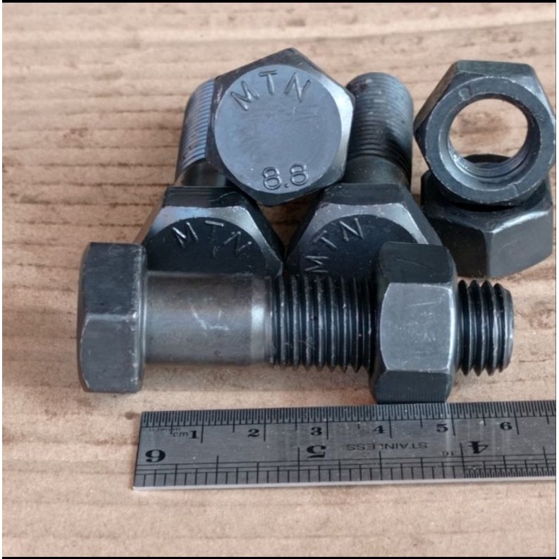 Jual BAUT MUR M16 X 60 PANJANG 6CM KUNCI 24 HF / BAUT MUR BAJA 8.8 HTB | Shopee Indonesia
