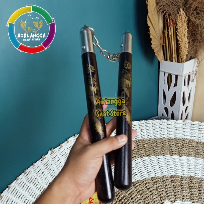 Jual double stik kayu nunchaku ruyung model kayu naga dobel stik kayu ...