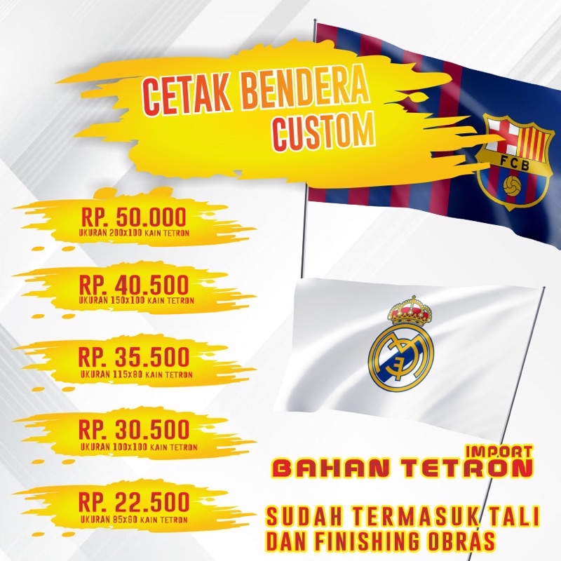 Jual Promo Bendera Custom Kain Asli Bisa Pakek desain sendiri | Shopee ...