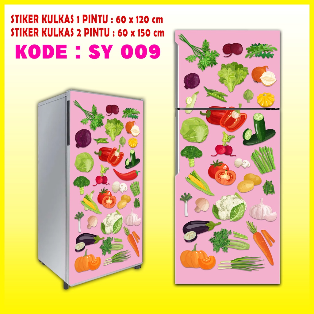 Jual STIKER KULKAS 1 PINTU DAN 2 PINTU MOTIF SAYUR MAYUR WALL STIKER 3D ...