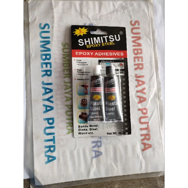 Jual lem epoxy steel adhesives hitam putih isi 48gr lem besi serbaguna ...