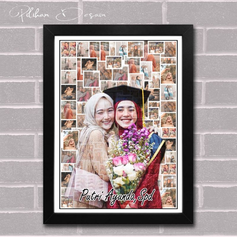 Jual FRAME KACA + CETAK + DESAIN foto mozaik kado hadiah gift custom ...