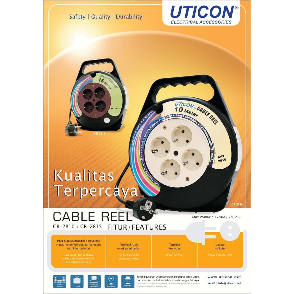 Jual Kabel Roll UTICON 15m 15 m 15 Meter Rol Kabel Stop Kontak CR-2815 ...