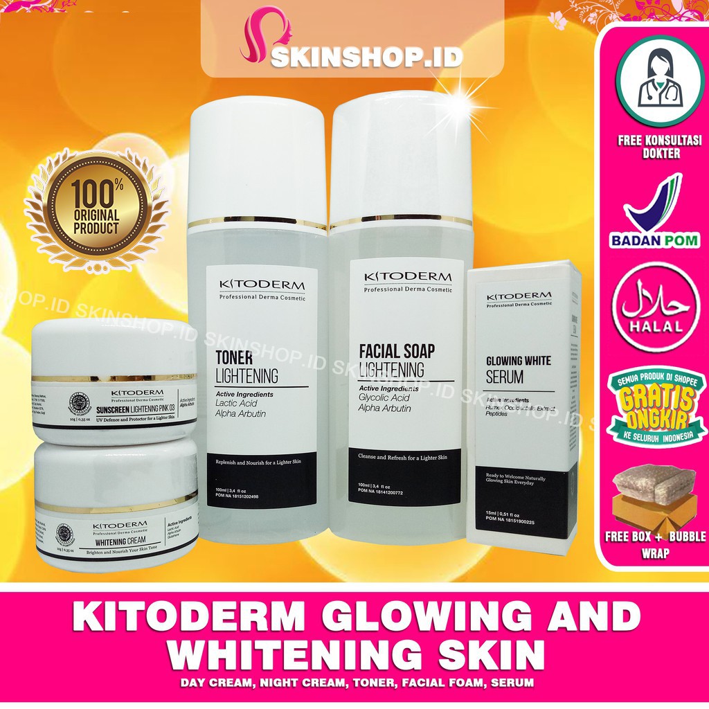 Jual PAKET Kitoderm Glowing And Whitening Skin Original / Paket Pemutih ...