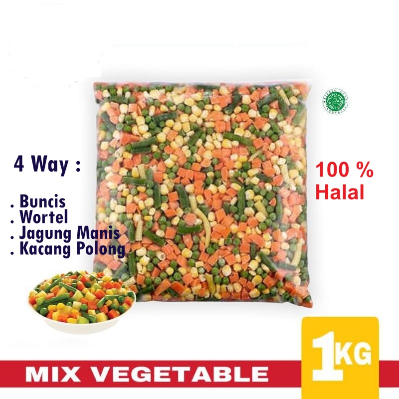 Jual Sayuran Beku 1 Kg Mix Vegetables 4 Way - Super high quality KK Mix ...