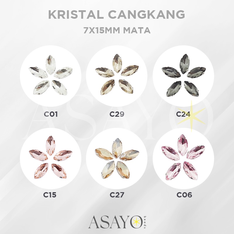 Jual Cangkang Kristal Kaca 7x15 Marquise Mata Crystal Kaca (12pcs ...