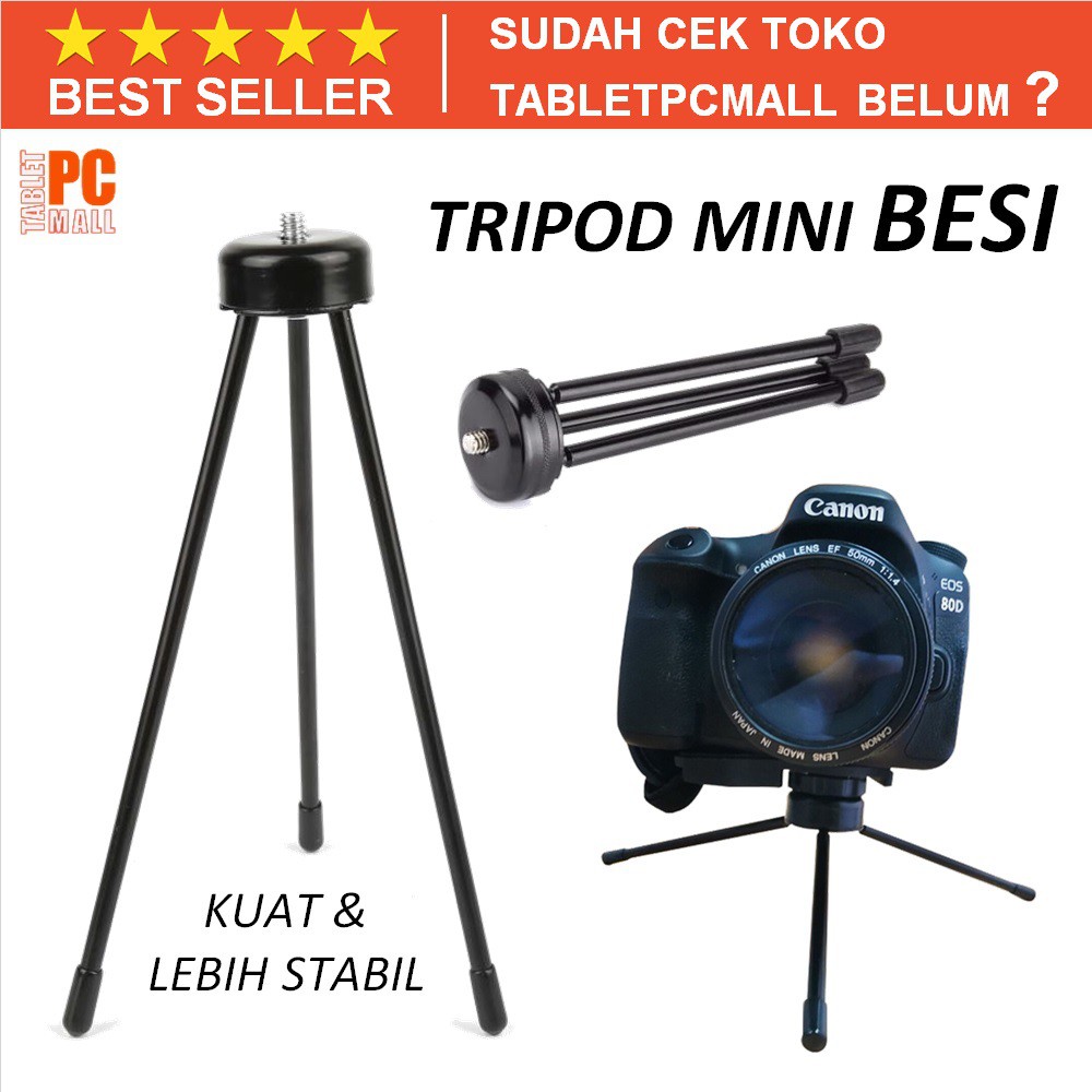 Jual Tripod Mini Besi Universal Kuat Lebih Stabil DSLR Kamera Hp Ring ...