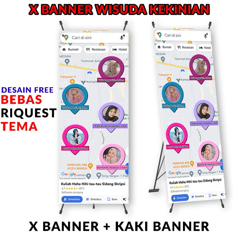 Jual X Banner Sidang Wisuda Stand Wedding Jualan ukuran 60x160cm Custom ...