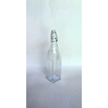 Jual botol kaca segi emboss 1 liter tutup kait | Shopee Indonesia