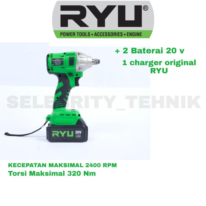 Jual Mesin Pembuka Baut 20 Volt - RYU IMPACT WRENCH RCW 20V | Shopee ...