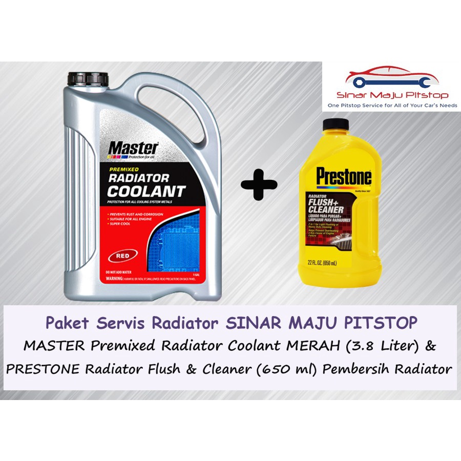 Jual Paket Servis Radiator MASTER COOLANT MERAH 3.8 Liter & PRESTONE ...