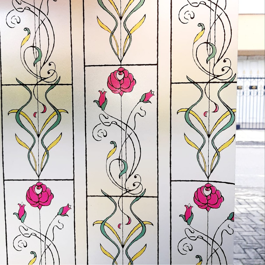 Jual Stiker Kaca Bunga Mawar 45x100cm Sanblast Kaca Es Kaca Buram GS ...
