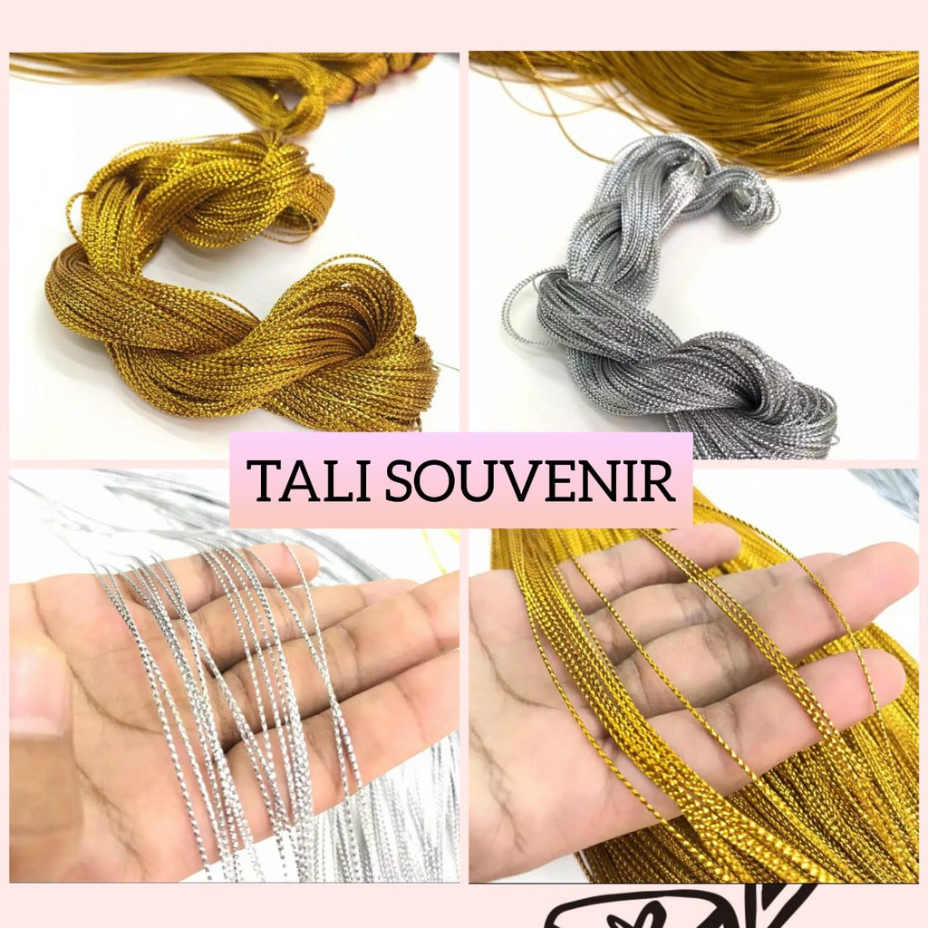 Jual 100 METER - 1MM TALI SOUVENIR EMAS DAN SILVER | Shopee Indonesia
