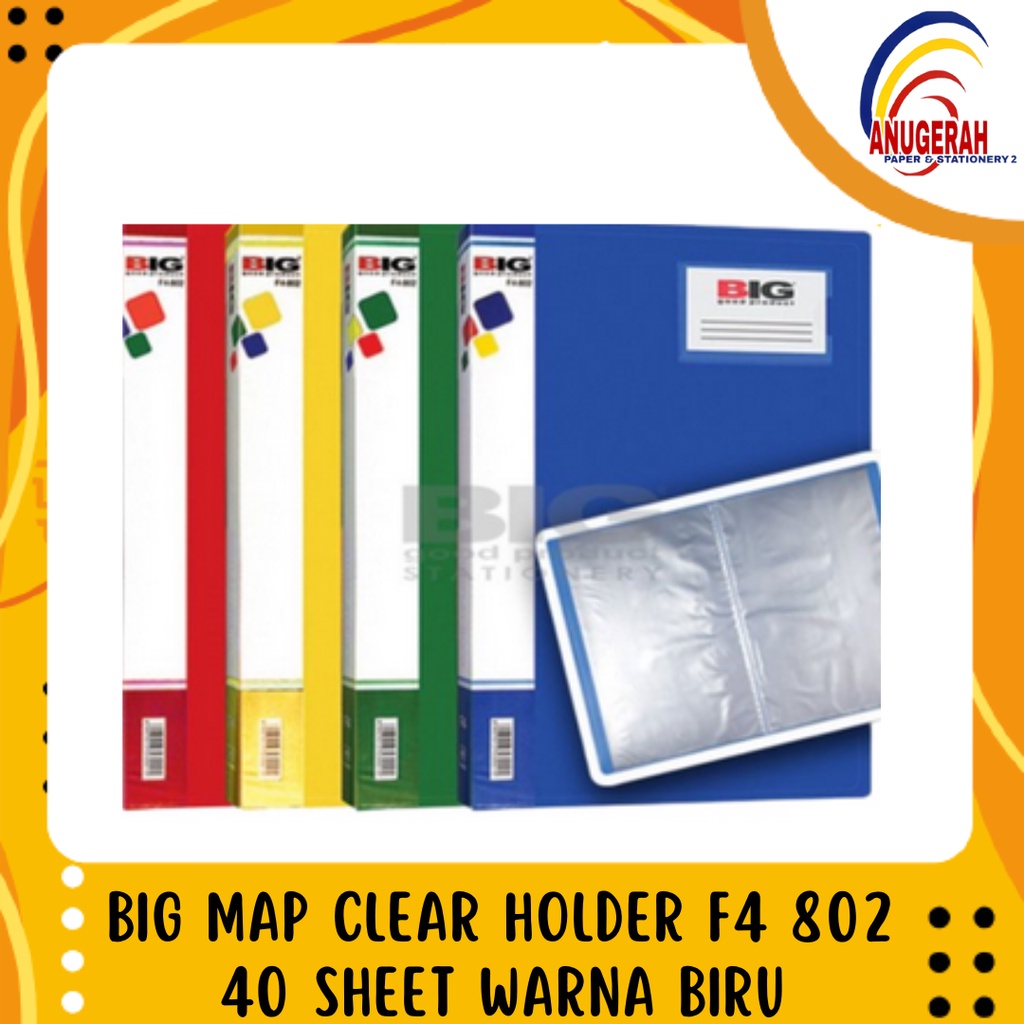 Jual BIG MAP CLEAR HOLDER F4 802 40 SHEET WARNA BIRU (PCS) | Shopee ...