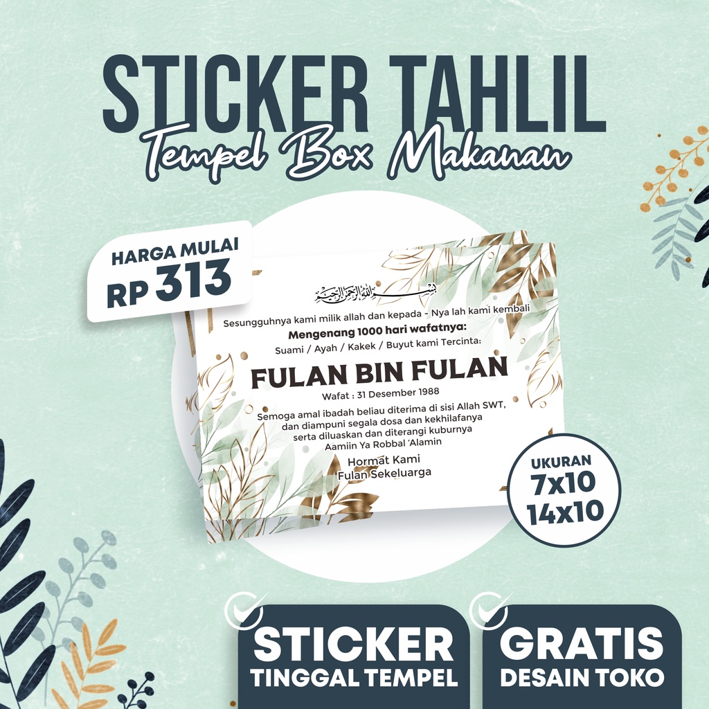Jual Sticker Label Tahlil Acara 40,100,1000 Hari TInggal Tempel Box ...