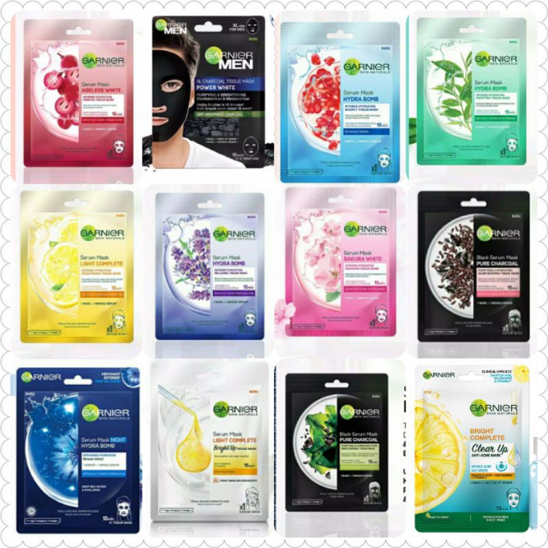 Jual Garnier Shett Mask / Garnier Masker Wajah / Garnier Serum Mask ...