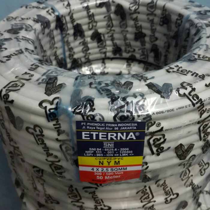 Jual Kabel eterna nym 4x2,5 @50m 4x2.5 putih tunggal kawat | Shopee Indonesia