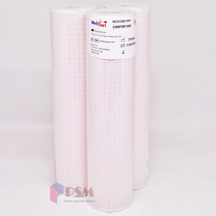 Jual Kertas ECG EKG Thermal Paper Red out Roll 210mm x 30m x 16mm ...