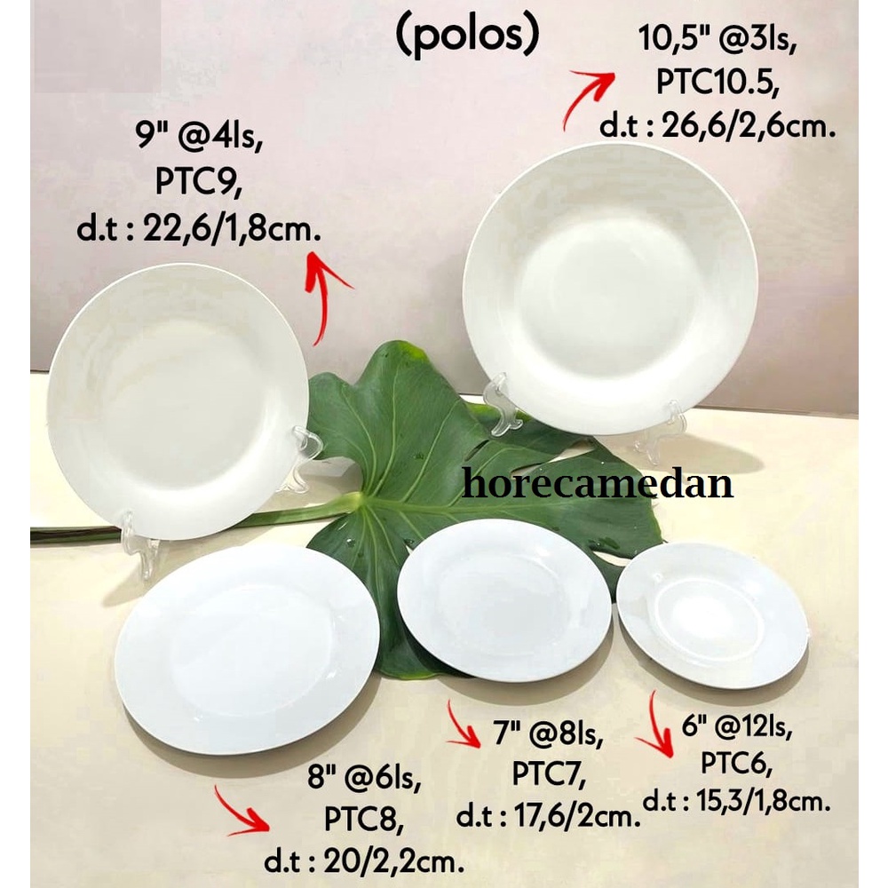 Jual 6pc Piring Makan Porselen keramik / Piring Putih Polos 6' 7' 8' 9 ...
