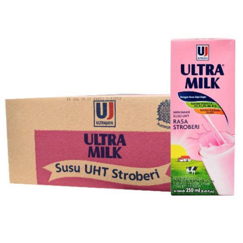 Jual Ultra milk strawberry 200ml 1 dus | Shopee Indonesia