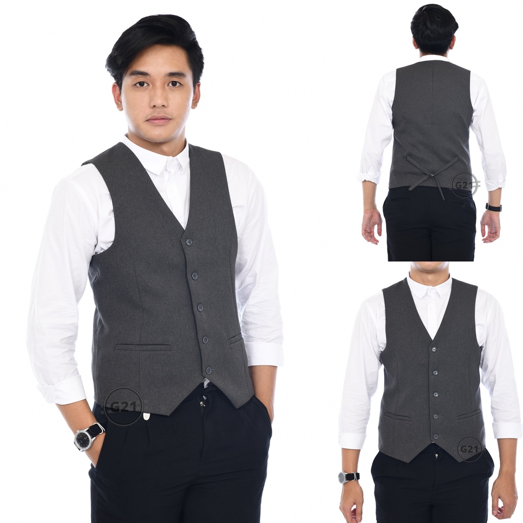 Jual Rompi Vest Jas Pria Formal Hitam Slimfit Kerja Kantor Premium High ...