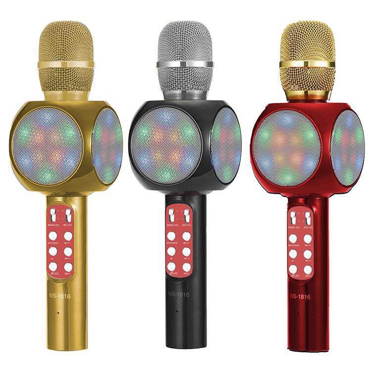 Jual WS - 1816 Mic Wireless Bluetooth Karaoke LED RGB Microphone Speaker KTV Efek USB Player Q7 ...