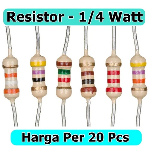 Jual x20 Resistor 1/4W Toleransi 5% (0.25 Watt) Carbon Film Varian Ukuran Nilai Ohm & K Isi 20 ...