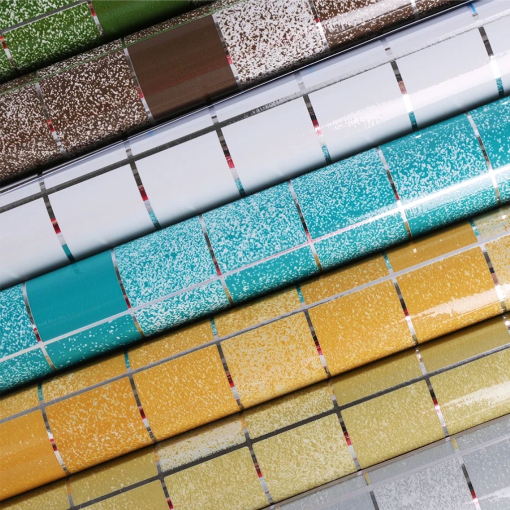 Jual wallpaper sticker tahan panas anti air motif kotak keramik size 45 ...