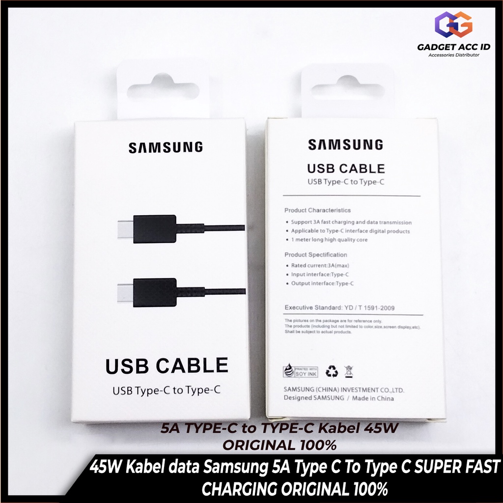 Jual 45W Kabel data Samsung 5A Type-C To Type-C SUPER FAST CHARGING ...