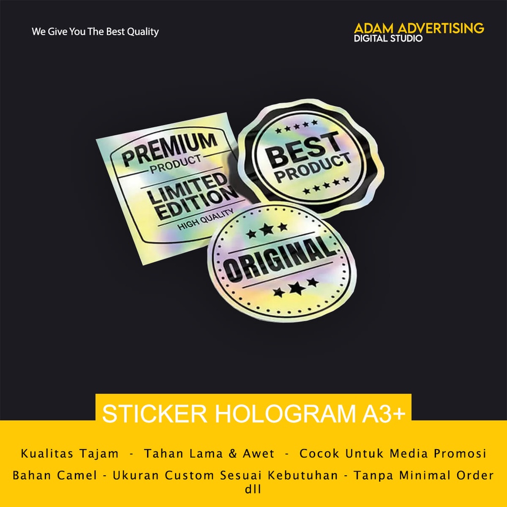 Jual CETAK STICKER HOLOGRAM A3+ MURAH DESAIN CUSTOM | Shopee Indonesia