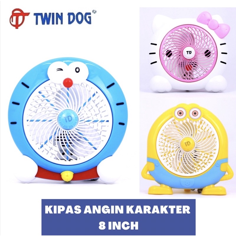 Jual Kipas Angin Karakter doraemon hello kitty minion 8” 8inch Twin Dog ...