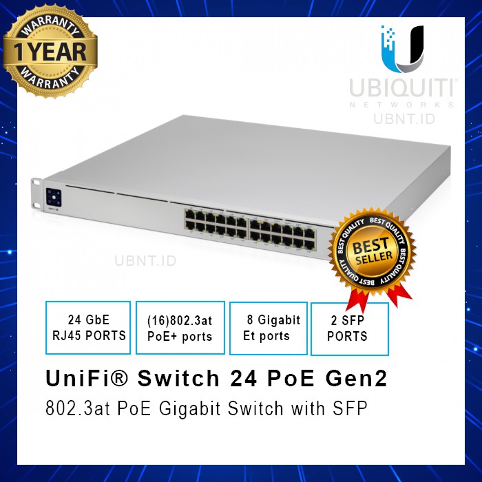 Jual Ubiquiti USW-24-POE UniFi Switch 24 PoE Gen2 | Shopee Indonesia