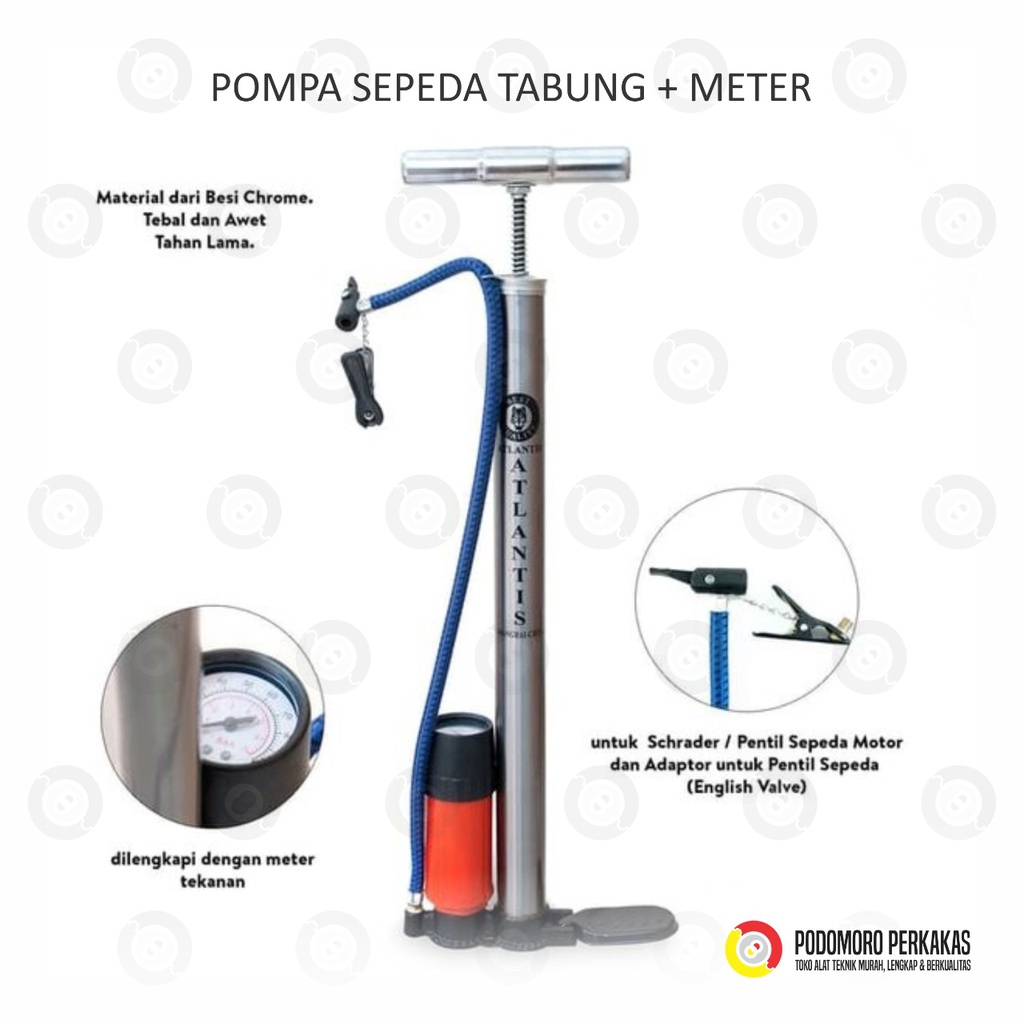 Jual Pompa sepeda tabung bonus meter | Shopee Indonesia