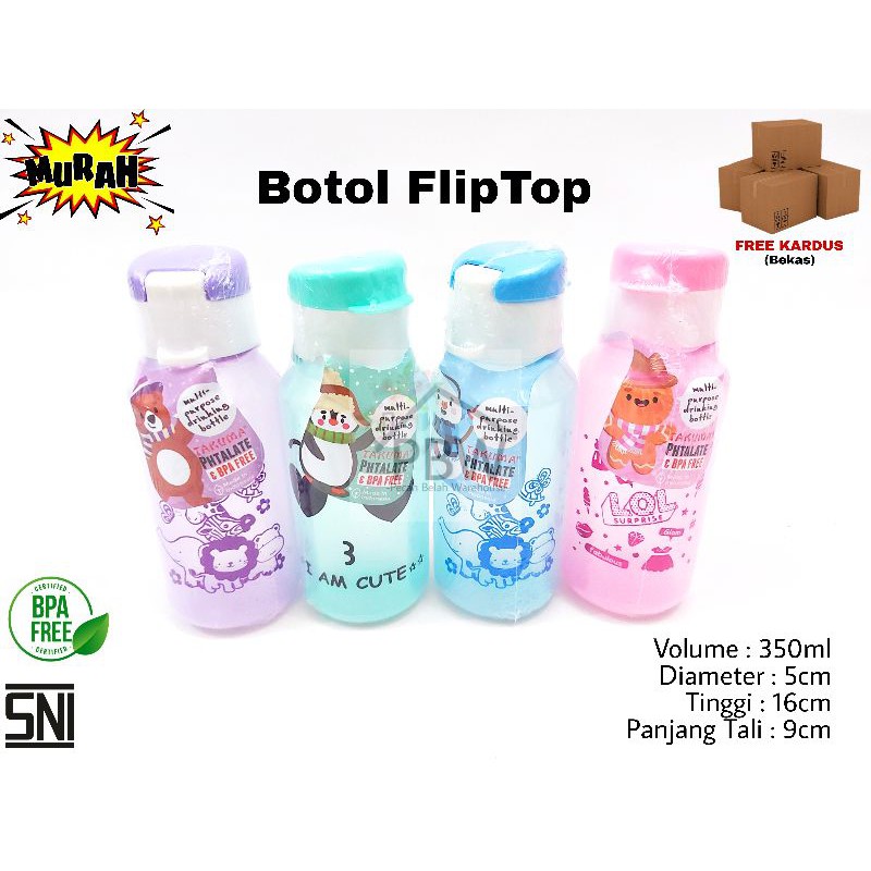 Jual Botol Minum Anak Plastik 350ml 500ml / Souvenir Botol Fliptop Anak / Hampers Babyborn Ulang ...