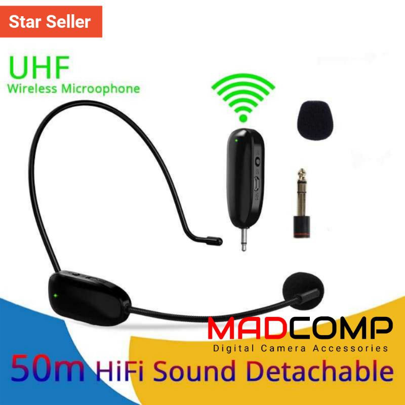 Jual Mic Wireless UHF Microphone Headset Call Center With Transmitter ...