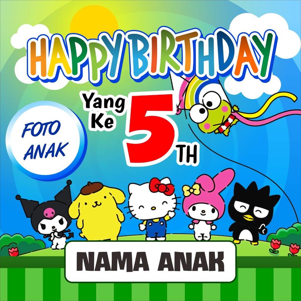 Jual Banner Happy Birthday Anak Ukuran 100 cm x 100 cm Backdrop ...