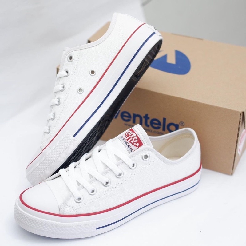 Jual VENTELA ETHNIC LOW WHITE ORIGINAL - Sepatu Vantela 70s Ethnic White Low Cut | Shopee Indonesia
