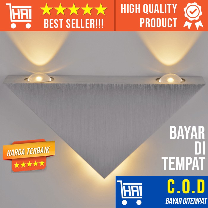 Jual LAMPU HIASAN DINDING MINIMALIS SEGITIGA PENGHIAS OREN KAMAR TIDUR ...