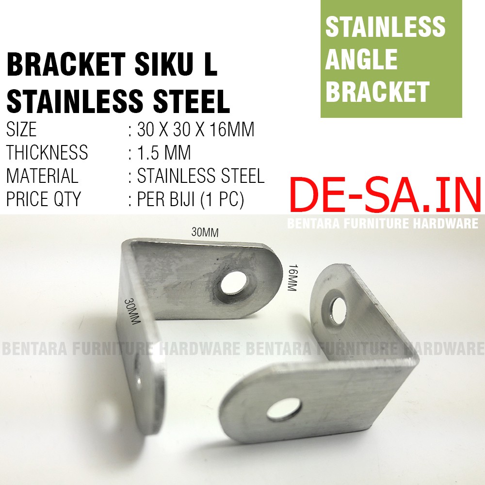 Jual 30MM SL-SS SIKU L STAINLESS 3CM Steel BRAKET SIKU MINI 30 x 30 MM ...