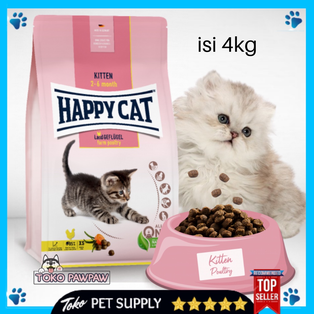 Jual HAPPY CAT KITTEN POULTRY 4KG CAT FOOD MAKANAN KUCING KITTEN FARM ...