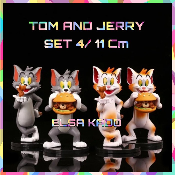 Jual Action Figure Tom And Jerry Set Isi 4 Mainan Miniatur Kue Topper ...