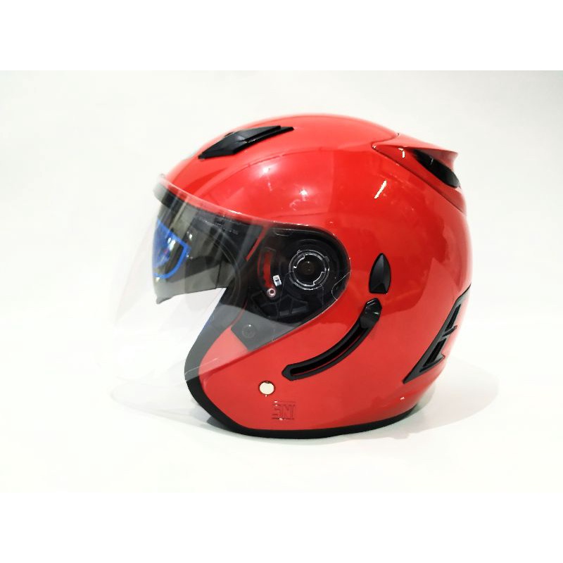 Jual HELM ARL CENTRO DOUBLE VISOR MERAH HALF FACE SNI. | Shopee Indonesia